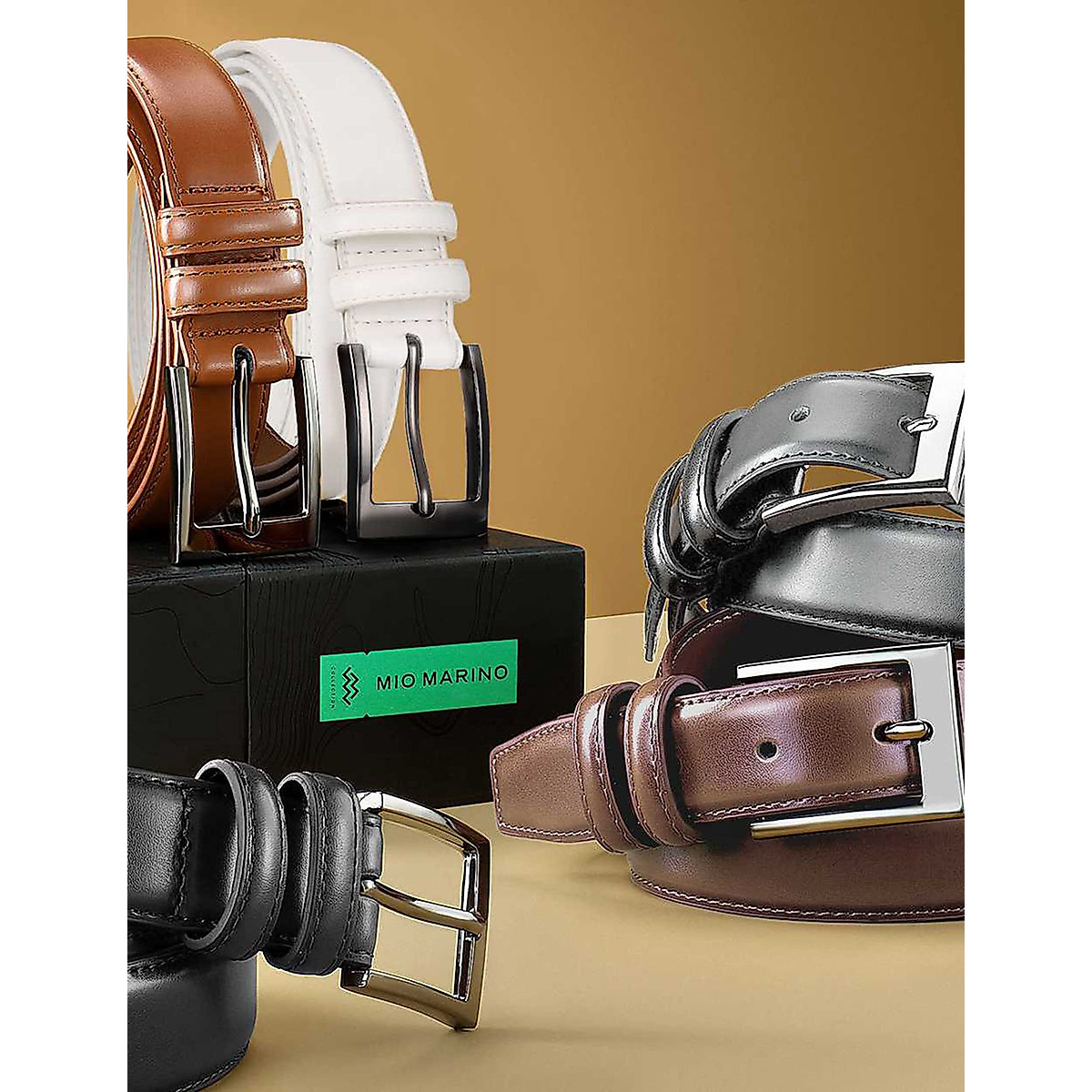 Marino’s Premium Belt Men, Genuine Leather Dress Belt for Men, Casual Mens Belt in Gift Box