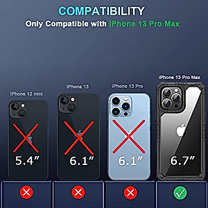 TENDLIN Compatible with iPhone 13 Pro Max Case with Screen Protector and Camera Lens Protector, Military Grade Drop Protection Crystal Clear Hard Back Soft Bumper Protective Case - Black