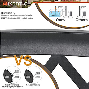 MIXPATIO Outdoor Patio Dining Set, 7 Pcs Patio Furniture Dining Table Chair Set, 6 Rattan Chairs and 1 Metal Dining Table(1.9" Umbrella Hole), for Lawn, Garden, Yards, Poolside