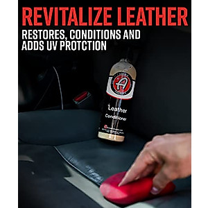 Adam’s Leather Care Kit - Leather Cleaner & Leather Conditioner Car Cleaning Supplies | UV Protection for Interior Accessories Steering Wheel Seat Dash Vinyl Shoe Polish Jacket | Safe Auto Chemical