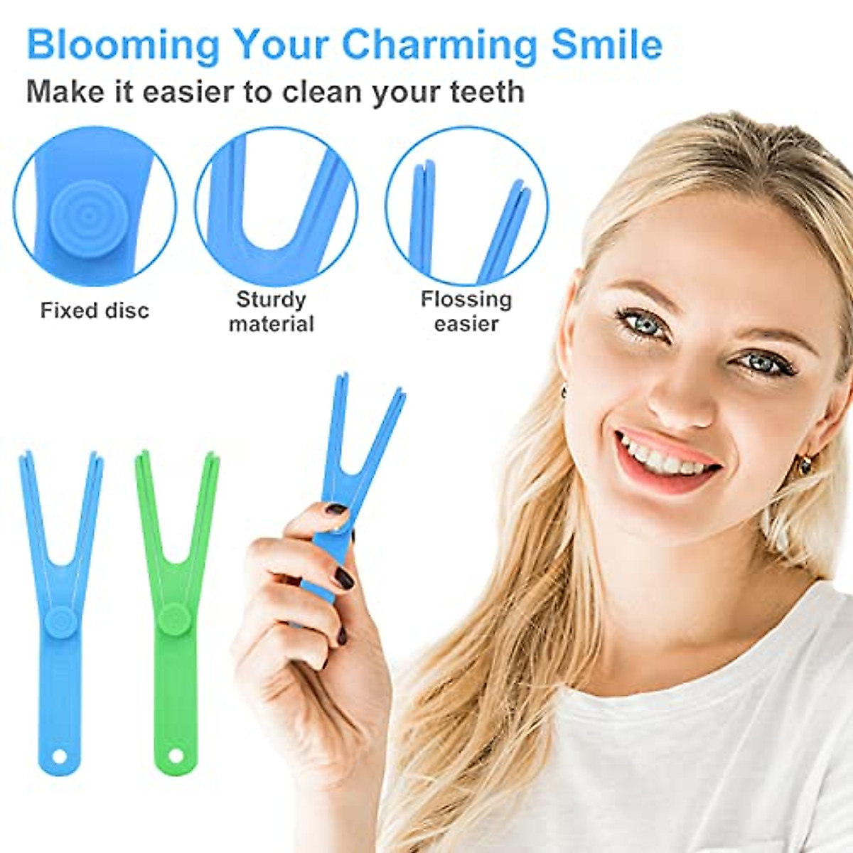 10 PCs Reusable Flosser Holder, Dental Floss Holder, Floss Handle Durable Adults and Kids Dental Tools…