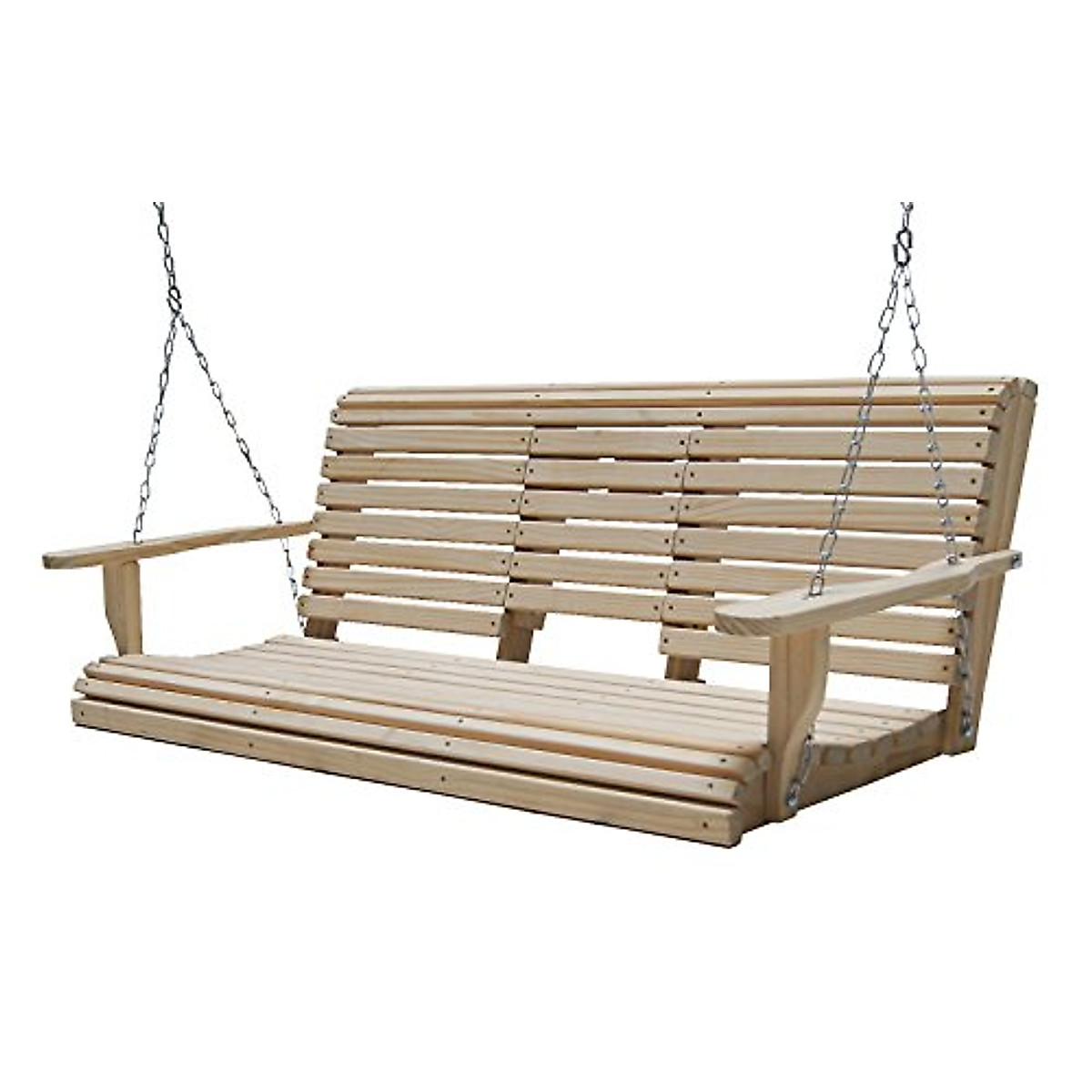 Ecommersify Flip Cup Holder Console Rot-resistant Cypress Eternal Wood Lumber Roll Back Porch Swing, 5-Feet