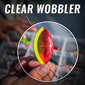 ETIC Clear Wobbler 3", ¼oz Fishing Spoons Kit 100% Made of Brass, 4pcs Fishing Lures, Tackle, Hooks, Baits, Spinning, Casting, Trolling for Trout, Salmon, Pike, Walleye, Bass and Mores