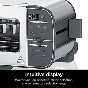 Ninja ST100 Foodi 2-in-1 Flip Toaster, 2-Slice Capacity, Compact Toaster Oven, Snack Maker, 1500 Watts, Stainless Steel