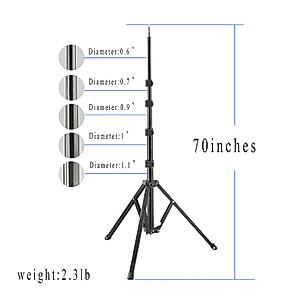 WELLMAKING Light Stand, 72 inches led Light Stand Reverse Folding Light Tripod for Photography, Portable Light Tripod, Reflector Stand Suitable for Streaming, vlog, YouTube