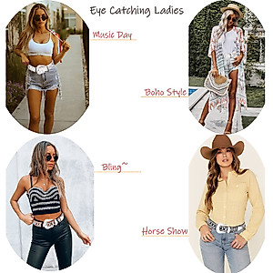 UnFader Bling Rhinestone Belts for Women, Fashion Cowgirl Western Studded Belts for Jeans Pants