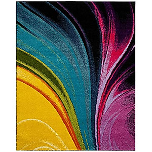 SAFAVIEH Fiesta Shag Collection 8' x 10' Multi FSG372M Modern Abstract Non-Shedding Living Room Bedroom Dining Room Entryway Kids Area Rug