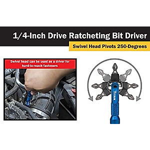 Titan 11317 1/4-Inch Drive Swivel Head Micro Bit Driver , Blue