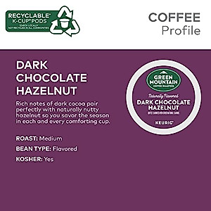 Green Mountain Coffee Roasters Dark Chocolate Hazelnut Coffee, Keurig Single Serve K-Cup Pods, 72 Count (6 Packs of 12)