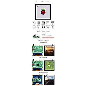 Iunius 4inch Square Capacitive Touch Screen LCD (C),for Raspberry Pi, 720×720, DPI, IPS, Toughened Glass Cover, Display DPI666 262K Colors,Low Power