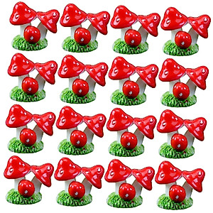 Abaodam 40 Pcs Micro Landscape Mushroom Dollhouse Decorations Mushroom Cake Decorations Outdoor Decor Mini Mushrooms Tiny Mushrooms Mini Succulent Ornament Fairy Plant Toy Room Resin