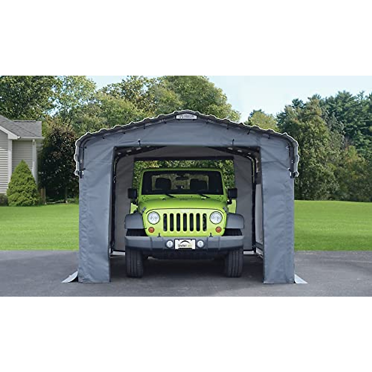 Arrow Sheds Amazon Exclusive 10' x 15' x 7' 29-Gauge Carport with Galvanized Steel Roof Panels and Enclosure Kit, Charcoal