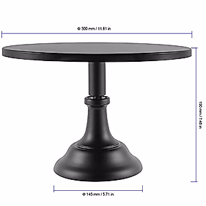 FUNSUEI 12 Inch Round Metal Cake Stand, Detachable Metal Cupcake Stand, Dessert Display Plate for Weddings, Tea Parties, Birthday Parties and Other Celebrations, Black