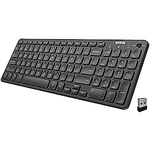 Arteck 2.4G Wireless Keyboard Ultra Slim Full Size Keyboard with Numeric Keypad and Media Hotkey for Computer/Desktop/PC/Laptop/Surface/Smart TV and Windows 10/8/ 7 Built-in Rechargeable Battery