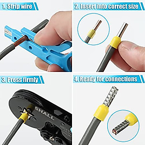SHALL Crimper Tool, 1800-Piece Wire Ferrule Kit with Wire Stripper, Self-Adjustable Ratchet Wire Crimper Kit for Electricians, for AWG 28-7 (0.08-10mm²) Electrical Wire Connectors, Carry Bag Included