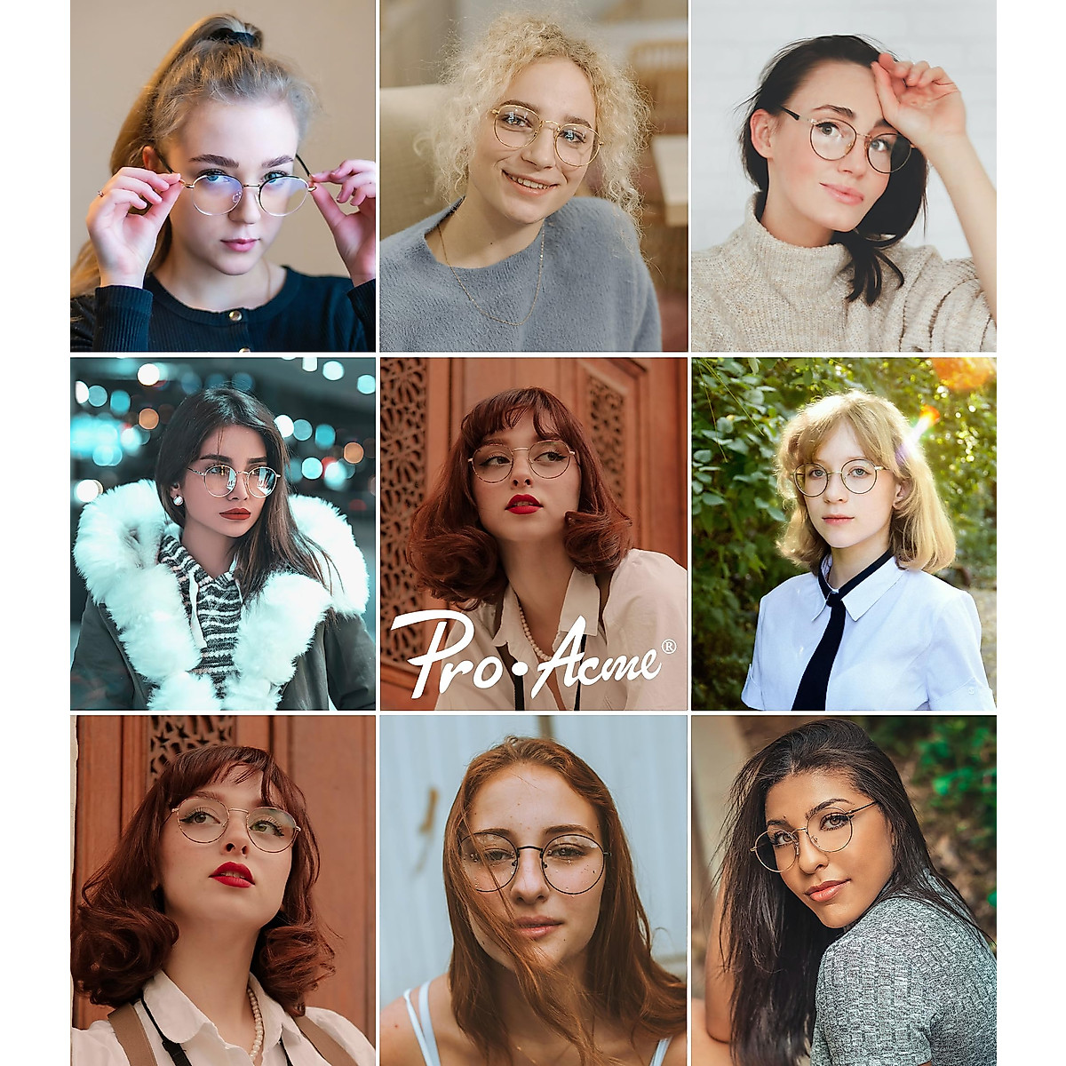 Pro Acme Classic Round Metal Clear Lens Glasses Frame Unisex Circle Eyeglasses (Silver)