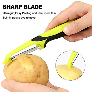 Zuzulopo Set of 3 Vegetable Peelers with Straight Peeler，Serrated Peeler for Kitchen,for Fruit,Carrot,Veggie,Potatoes Peeler,Sharp Blade,Good Grip,Dishwasher Safe