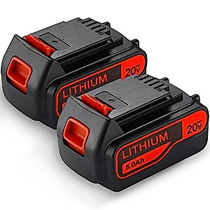 SHGEEN 2 Pack 6.0Ah 20V Max Replacement Lithium Battery for Black and Decker 20Volt Max LBXR20 LB20 LBX20 LBXR2020 LBX4020 LB2X4020-OPE LBXR20-OPE Extended Capacity Battery