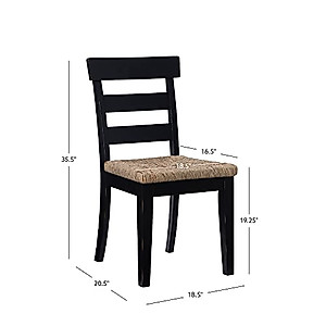 Linon Black Wood Woven Rush Seat, Minelli Dining Chair, Set of 2