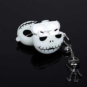 Jowhep Case for AirPod Pro 2019/Pro 2 Gen 2022 Cartoon Cute Silicone Cover Kawaii Funny Unique Stylish Soft Protective Keychain for Air Pods Pro Girls Boys Women Cases for AirPods Pro Luminous Skull