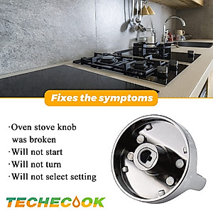 Techecook Upgraded W10766544 Gas Stove Knobs Replacement for WFG540H0ES0 WFG540H0ES1 Whirlpool Gas Range Knobs, Replace W10430807 W10676228 AP5958476 4248219 EAP10067059 PS10067059 (5PACKS)