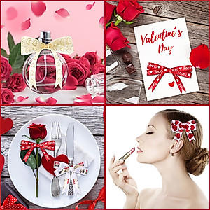 8 Rolls Hearts Ribbon Set, Valentine's Day Satin Ribbons, Printed Heart Ribbons for Gift Wrapping, Wedding Birthday Party Decorations, Crafts DIY Supplies(10mm/16mm/25mm in Width)