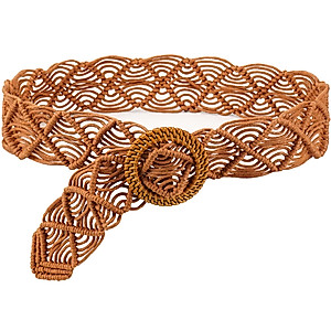 Suyi Boho Belt for Women Braided Woven Belts Bohemian Waist Belts for Dress Brown