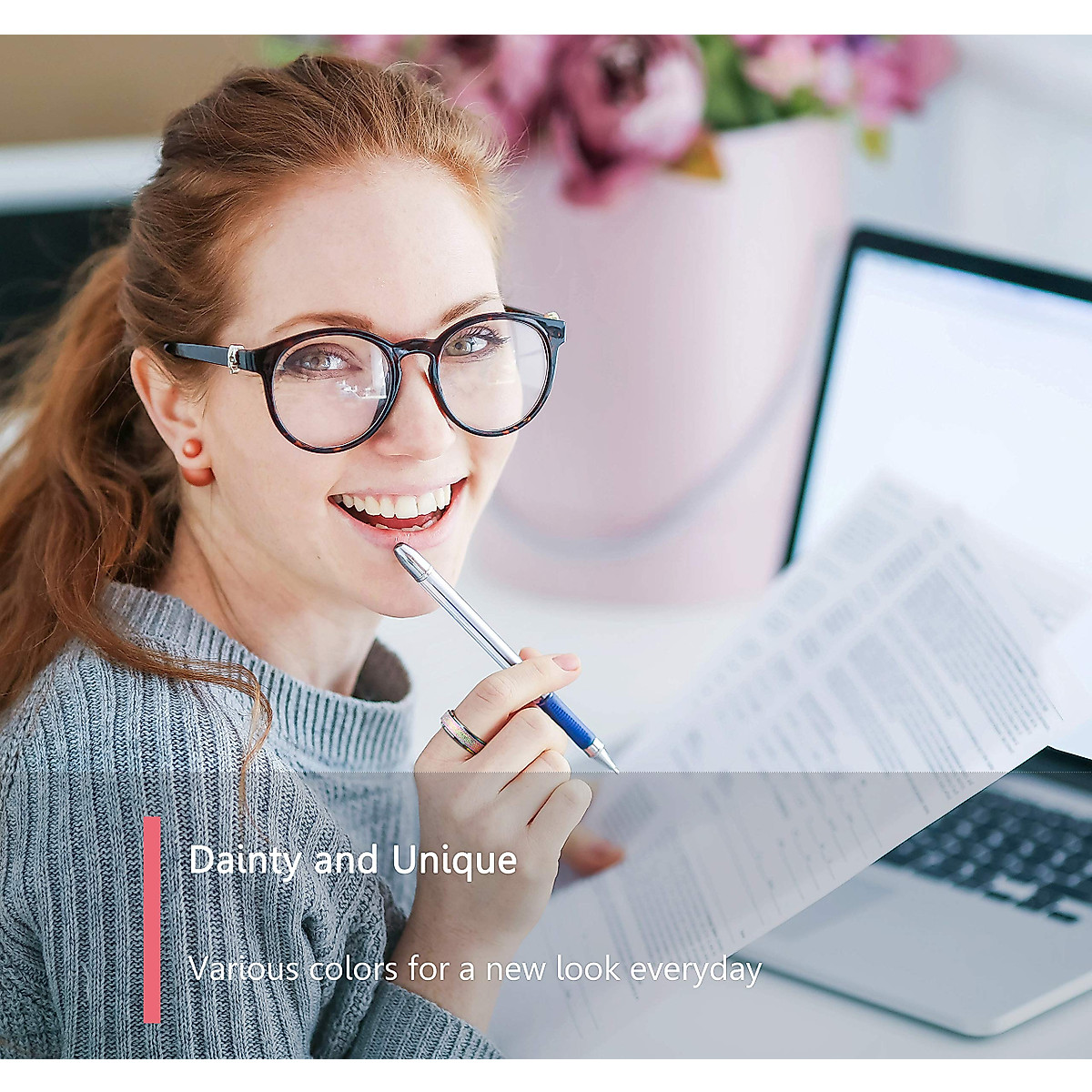 ALEXTINA 3Pcs Spinner Ring Anxiety Ring for Women Fidget Rings - 6mm Sandblast Glitter Finish Stainless Steel Rings for Anxiety Stress Relief, Size 9