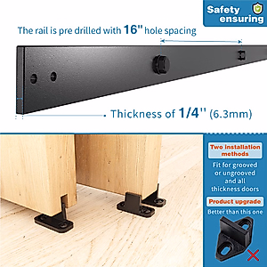 ZEKOO 6.6FT Single Track Bypass barn Door Hardware kit, Double Barn Door Hardware, Sliding Barn Door Hardware Kit for Single Track Black