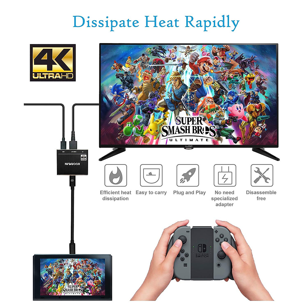 USB C to HDMI Adapter(4K@60Hz) PC-Like Experience for Galaxy S8/S8 Plus/S9/S9+,Note 8, Note 9, Nintendo Switch, Dock for MacBook Pro, Chromebook Pixel and More