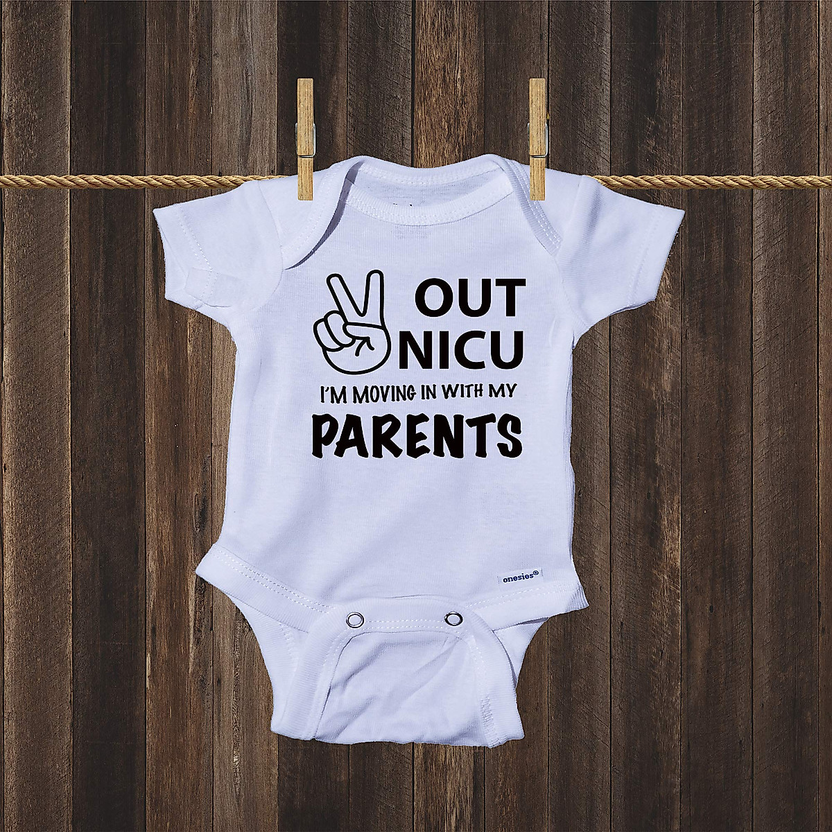 Ink Trendz Peace Out NICU I'm Going Home With My Parents- Miracle Babies- NICU Baby Onesie One-Piece Bodysuit (Preemie, Blue)