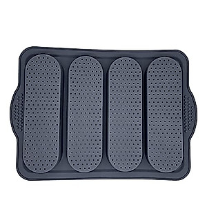 loaf pan atrccs Set of 1 with four buns French bread loaf pan bread pan non-stick pan easy to release household silicone food baking breakfast afternoon tea romantic dinner tool (black)