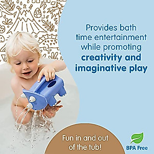 Dr. Brown's Baby and Toddler Toothbrush, Green Dinosaur 1-Pack, 1-4 Years, and CleanUp Pour & Roar Watering Can, Baby Bath Essentials Kids Toy, 6+ Months BPA Free, Certified Plastic Neutral