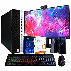 HP EliteDesk 800G4 Desktop Computer | Hexa Core Intel i5 (3.2GHz) 16GB DDR4 RAM 500GB SSD 5G-WiFi& BT 22in LCD Monitor RGB Ultimate Kit Office 365 Windows 11 Pro (Renewed), Black