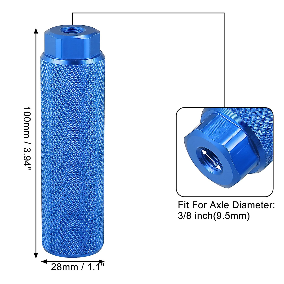 X AUTOHAUX Pair Aluminum Alloy Rear Foot Pegs Footrests Universal Blue for BMX MTB Bike Bicycle Fit 3/8 Inch Axles