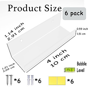 XIANG YXWO 6 Pack 4 Inch Clear Vinyl Record Shelf Wall Mount Vinyl Album Display for Record/Book/Figures/Photo/Makeup in Living Room, Bedroom, Home Office (6, 4inch)