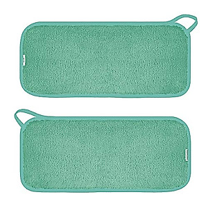 Makeup Remover Microfiber Face Cloths 2 pack, Reusable, 6 Hair Ties (2 Count, Seafoam)