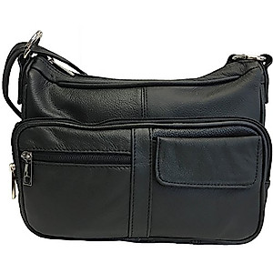 Genuine Leather Locking Concealment Purse CCW Concealed Carry Gun Bag Handbag, Ambidextrous, Black