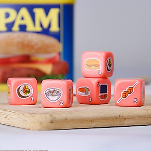 YAHTZEE Spam Brand | Collectible Yahtzee Game as Iconic Spam Can with Custom Dice | Dice Featuring Fried Spam, Spam Musubi, Spam Fries | Travel Yahtzee Game & Dice Game