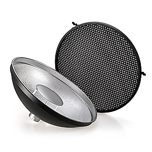 Godox AD-S3 Beauty Dish Reflector with Honeycomb Cover for Godox AD200PRO AD200 Pocket Flash Godox AD180 AD360 AD360II Flash Speedlite - Including Cleaning Kit