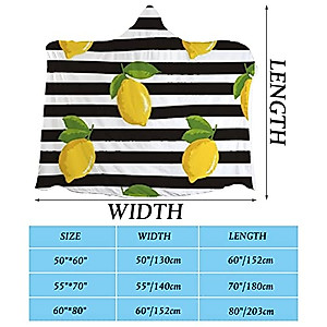 Vantaso Wearable Hooded Blankets Throw Poncho Cloak Blanket Summer Black White Striped for Adults Kids for Bed Sofa Bedding Multi-Size