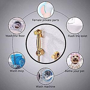 BINCAVIDOU Gold Solid Brass Hand Held Bidet Sprayer Toilet Kit Single Handle Bidet Faucet Wall Mounted Bidet Faucet for Bathroom Shower