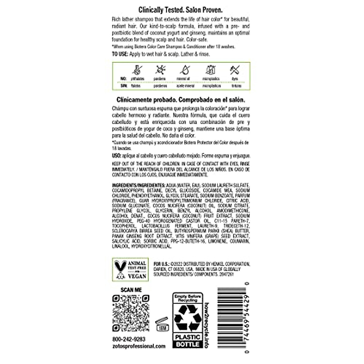 BIOTERA Color Care Shampoo and Conditioner Set | Extends & Maintains Color-Treated Hair | Microbiome Friendly | Vegan & Cruelty Free | Paraben Free | Color-Safe | 32 Fl Oz