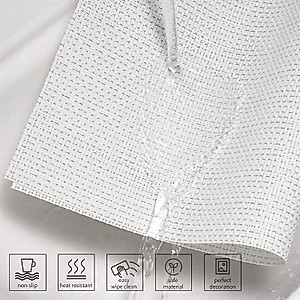 AHHFSMEI Placemats Set of 6 for Dining Table Washable Woven Vinyl Non-Slip Placemat Heat-Resistant Durable Table Mats for Dining Table Easy to Clean（White）