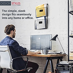 Two Tier Wall File Holder – Durable Black Metal Rack with Spacious Slots for Easy Organization, Mounts on Wall and Door for Office, Home, and Work – by Designstyles