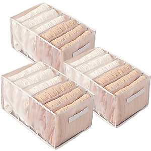 CulRun Wardrobe Clothes Organizers, Foldable 6 Grids Wardrobe Organizer, Portable Clothes Drawer Organizors, Washable Wardrobes Storage Organizer for Sweats, Shirt, Legging, Skirts, Socks, 3PCS, White