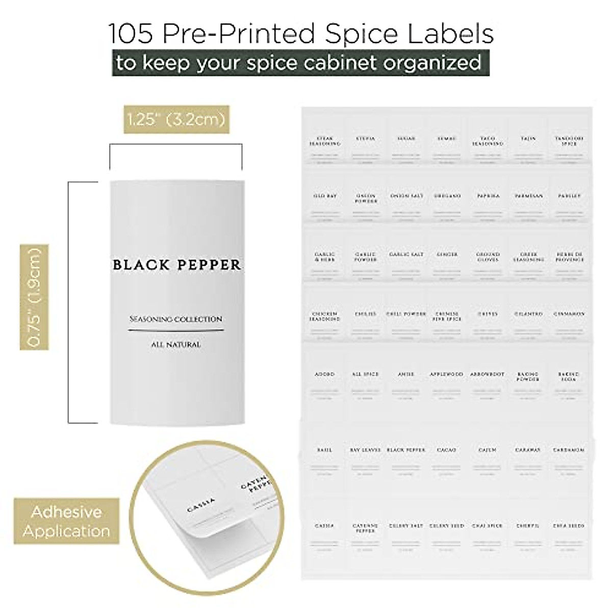 Decorium Interiors Bamboo Spice Jars (10 Pack, 6oz) – Glass Jars with Bamboo Lids - Spice Containers with Bamboo Lids w/ 105 Pre-Printed Labels – Lead-Free Bamboo Jars for Storing Spices & More