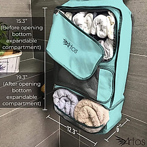 Artos Hanging Portable Luggage Suitcase Carry On Closet Shelving Organizer w/Hooks| for Travel, Camper, RV |Packing Cube(Turquoise)