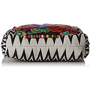 Laurel Burch 138199 Crossbody 13.5"X4"X10", Blossoming Feline,Blk/Wht/Pur