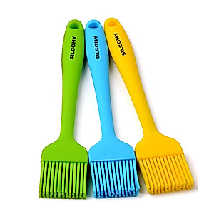 SILCONY 8.4" Silicone Basting Pastry Brush - Perfect for Oil Butter Spread, Marinades, Baste, BBQ, Grill, Cooking - BPA Free, Food Grade Material, Dishwasher Safe (3, 8.4 Inches)